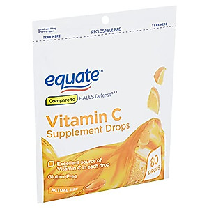Equate Vitamin C Supplement Drops 80ct, Compare to Halls Defense