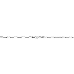 14k White Gold Paperclip Link Chain Bracelet (2.5 mm, 7 inch)