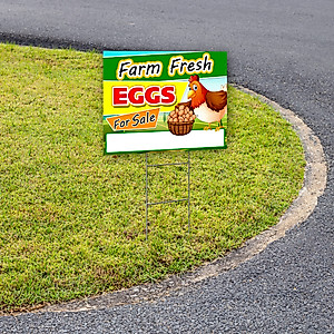 Fresh Eggs for Sale Sign - 18 x 24 Double Sided Coroplast Large Eggs for Sale Sign - Farm Fresh/We Sell Eggs Sign Outdoor Yard