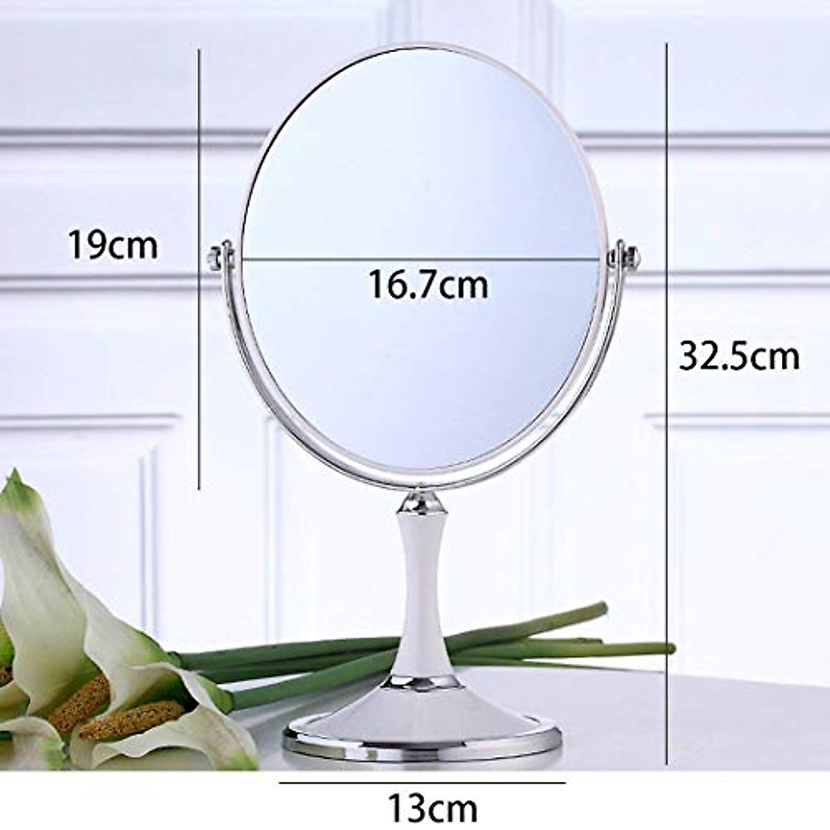 KONGZIR Bathroom Mirror Cosmetic Mirror 3X Magnification Desktop Oval 360 deg; Swivel HD Mirror Travel Mirror Princess Princess Double-Sided Inner Portable Mirror