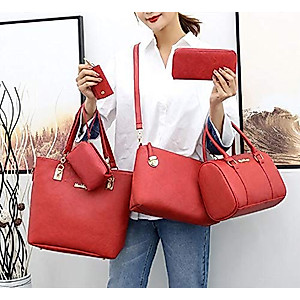 GJGJTER Synthetic PU Leather Tote for Women Satchel Crossbody Hobo 6pcs Handbags Shoulder Wallet Card Nail Clipper Bag-Gray