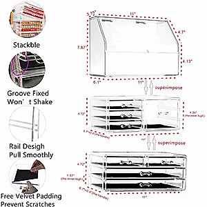 Makeup Organizers and Storage With Lid,Dustproof Waterproof Design Make up Organizer for Bathroom Countertop With 8 Drawers For Beauty Product,Skincare,Lotions,Perfume Cosmetic Storage Case