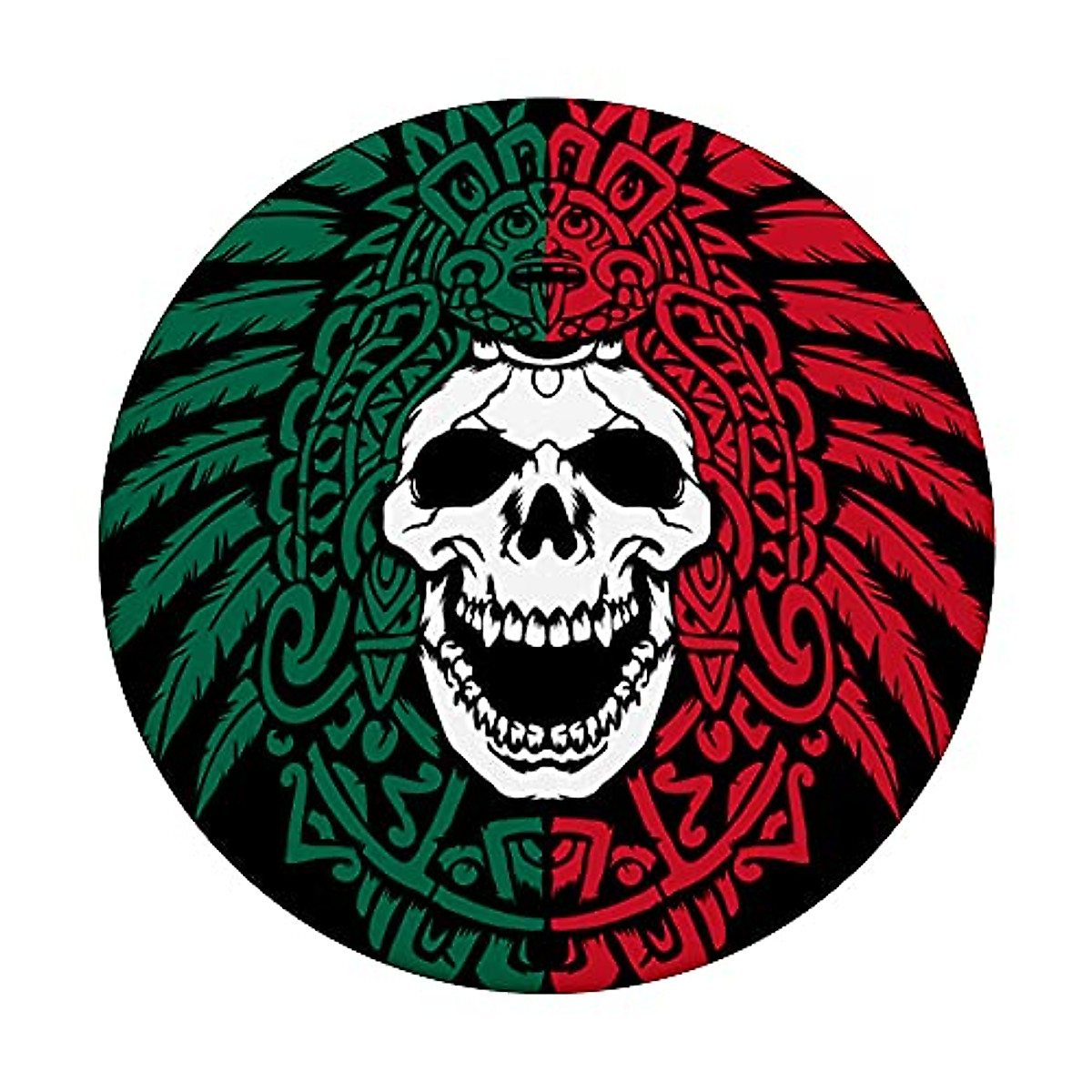 Mexico Flag - Aztec Warrior Skull - Hecho En Mexico Calavera PopSockets Swappable PopGrip