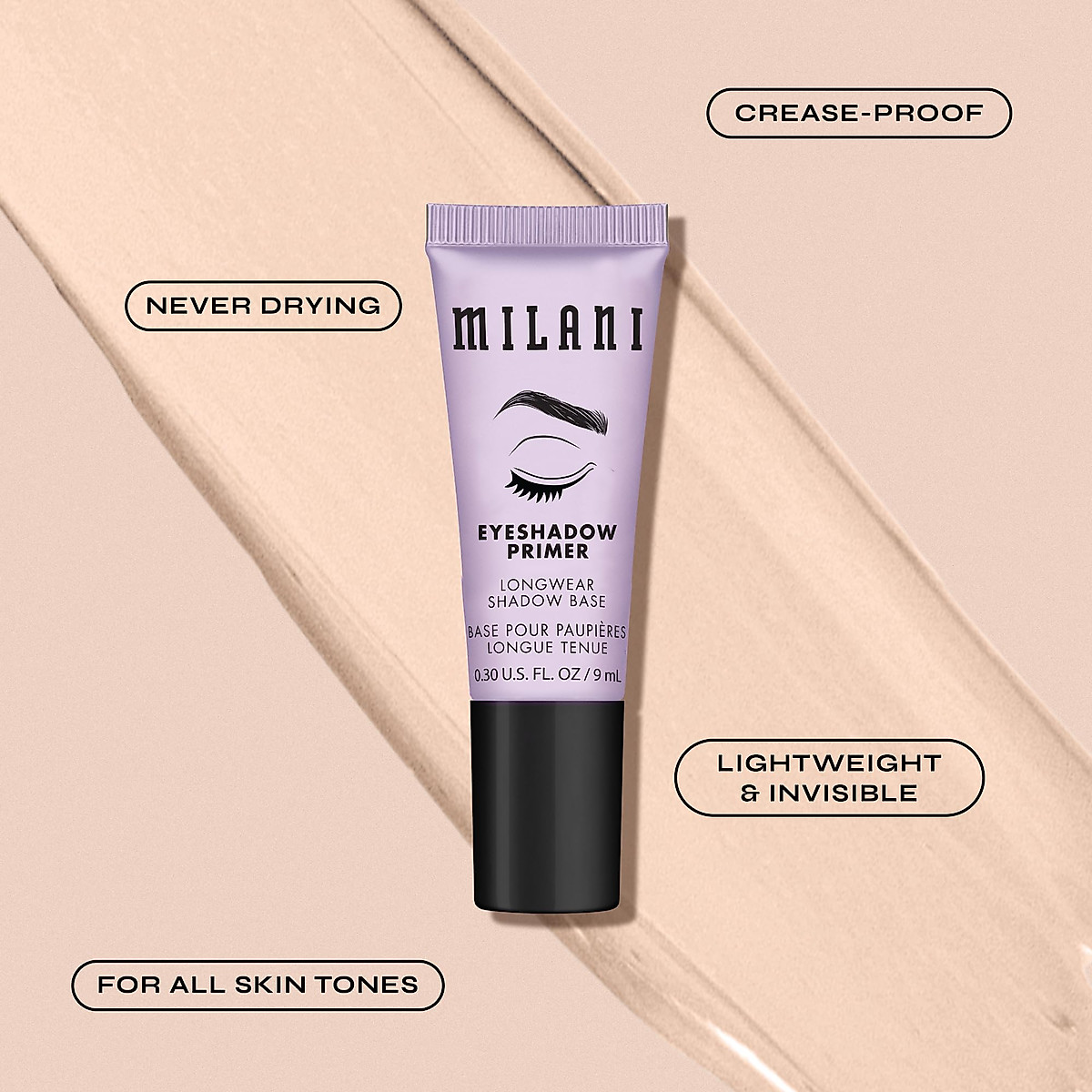 Milani Eyeshadow Primer + Gilded Mini Eyeshadow Palette - The Wine Down + Highly Rated Anti-Gravity Black Mascara with Castor Oil and Molded Hourglass Shaped Brush