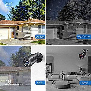 ZOSI H.265+1080p Home Security Camera System,8 Channel 5MP-Lite CCTV DVR with 4 x 1920TVL Weatherproof Surveillance Bullet Camera Outdoor/Indoor with 80ft Night Vision,Remote Access, Motion Alerts