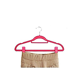 KISEER Plastic Baby Hanger Clips, 40 Pcs Slim-line Finger Clips Set Clothes Hanger Velvet Hanger (Pink)