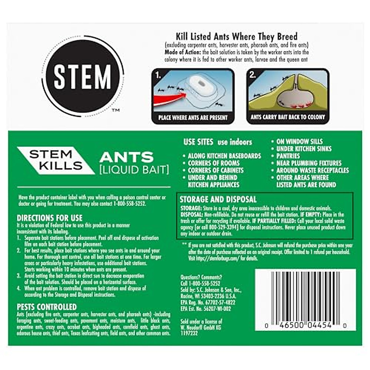 STEM Liquid Ant Baits, Kills The Queen and Colony, for Indoor Use, 8 Spill Proof Bait Stations