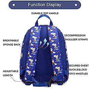 Toddler Kids Backpack For Girls Boys, 13.80" x 11.02" x 4.72" Unicorn Backpacks with Adjustable Padded Shoulder Straps For Age 3-6 (Blue Bear)