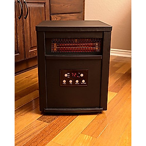 LifeSmart LifePro 1500W Portable Electric Infrared Quartz Indoor Space Heater with 6 Adjustable Heating Elements and Remote Control, Black