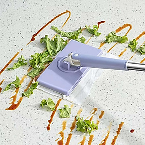 Automatic Cloth Changing Mini Mop, Mini Mop Cleaner, Portable Hands Free Mop, 360°Rotating Automatic Cloth Changing Mop with Towels for Floor, Mirror, Wall (Blue+4A_Long(93CM/36.6IN))