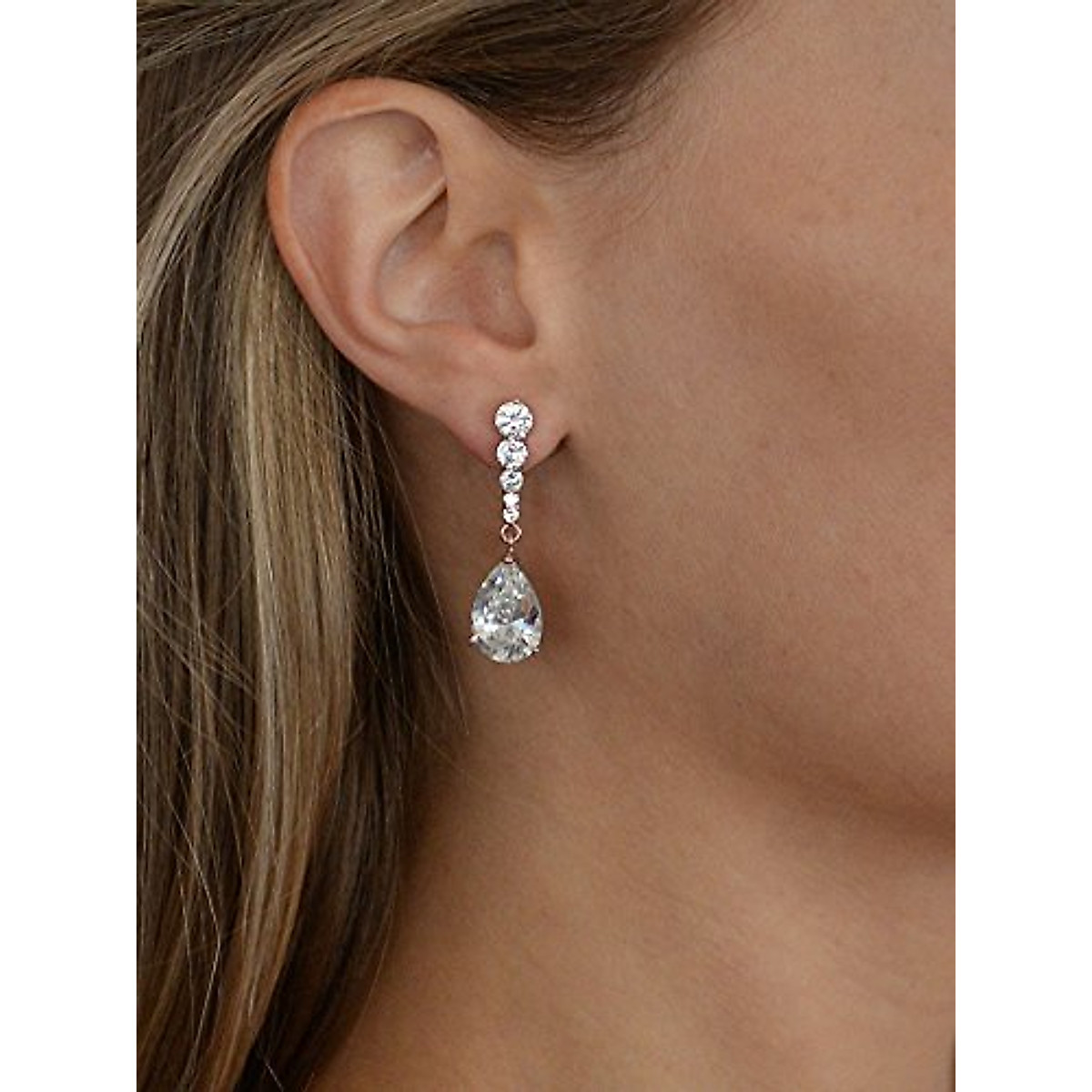 Mariell Cubic Zirconia Wedding Drop Earrings, Teardrop CZ Crystal, for Brides, Bridesmaids, Prom Gift