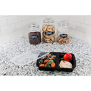 Kitchen Round Clear Glass Airtight Lids Chalkboard Canister Jar (Set of 3) with 3 Stick on Labels and Chalk Small