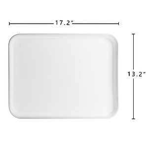 Aebeky Plastic Cafeteria Trays,Fast Food Serving Trays,13"X17",Set of 6(White)