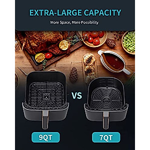 9-Quart 6-in-1 Electric Hot Air Fryer Oven, Large Family Size Oilless Cooker with LCD Touch Control Panel and Nonstick Basket - ETL Certified, 1750W