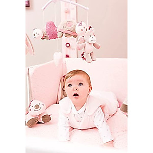 Nattou Mobile with Music Box Nina, Jade, & Lili - Gentle Lullaby La-Le-Lu, 37 X 31 X 9 cm, Pink
