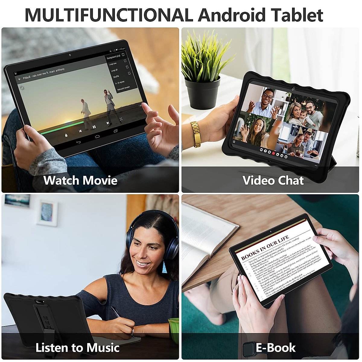 𝟮𝟬𝟮𝟒 𝗟𝐚𝐭𝐞𝐬𝐭 Tablet 10.1" Octa-Core Android 11 Tablet, 64GB Storage Tablet with Keyboard, Stylus Pen, Dual 13MP+5MP Camera, WiFi, Bluetooth, GPS, 512GB Expand Support, IPS Full HD Display