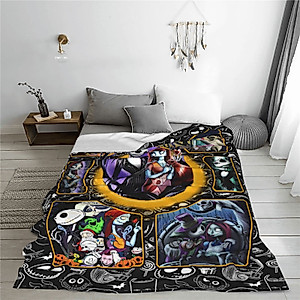 Ennankob Christmas Halloween Horror Throw Blankets Soft Warm Micro Fleece Blanket Novelty Home and Collectible Holidays Party All Seasons for Kids Aldults 50''X40'' Black 1