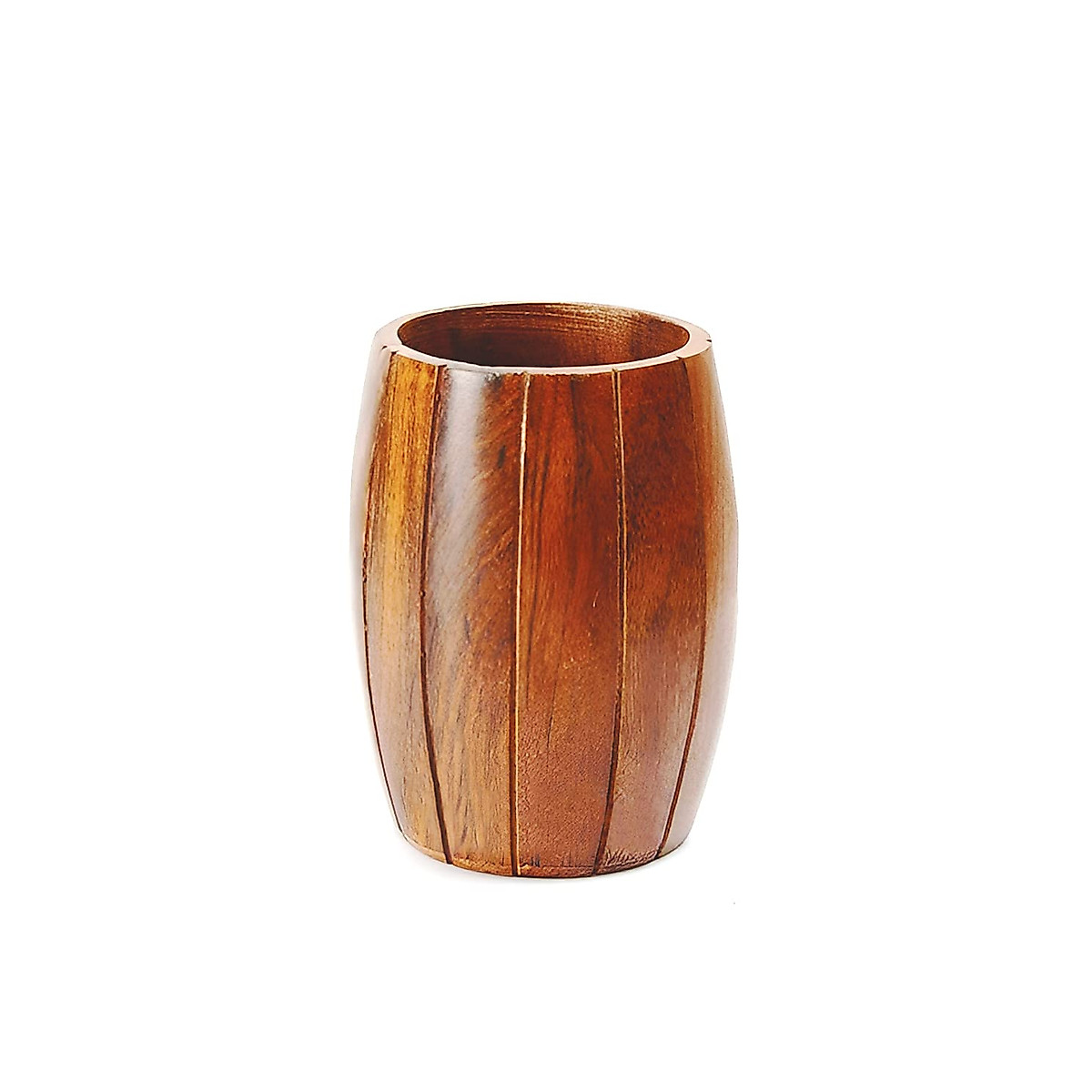 americancomfy Utensil Holder for Kitchen Counter Wooden Large Round Utensils Holder Barrel-Shape Multipurpose Utensil Storage Organizer Countertop Kitchen Utensil for christmas gift