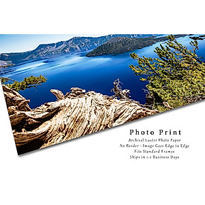 Pacific Northwest Photography Print (Not Framed) Picture of Crater Lake on Summer Day in Oregon Cascade Mountains Wall Art Nature Decor (5" x 7")