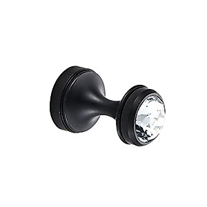 SEWACC Crystal Head Mini Hook Heavy Duty Wall Hooks Clothes Hat Hanger Towel Coat Wall Mount Hooks Brass Hooks for Home Bathroom Kitchen (Black) Hand Wall Hook