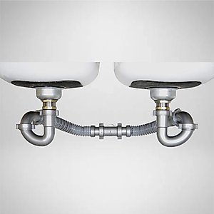Snappy Trap Special Kit for Double Kitchen Sinks with Limited Vertical Distance between Sink Strainers and Wall Drainpipe