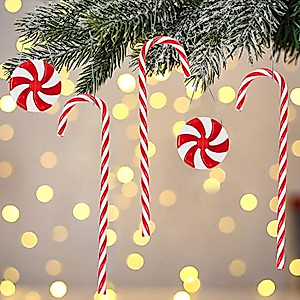 60Pcs Candy Canes Christmas Tree Decorations-Plastic Peppermint Candy Cane Ornaments for Christmas Tree Decor Candy Lollipop Craft Christmas Party Supplies