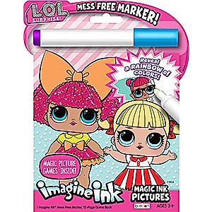 Papartyy Girls Coloring Book Imagine Ink for Girls Super Set ~ Bundle Includes 3 No Mess Magic Ink Activity Books Featuring LOL Dolls,Barbie & Wonder Woman With Wooden Coloring Pencils and Stickers