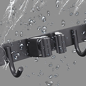 HYRIXDIRECT Broom Holder Wall Mount Broom Organizer Mop Holder Hanger Garden Tool Organizers Storage Rack Garage Laundry Room Organizations and Storage with Hooks Heavy Duty