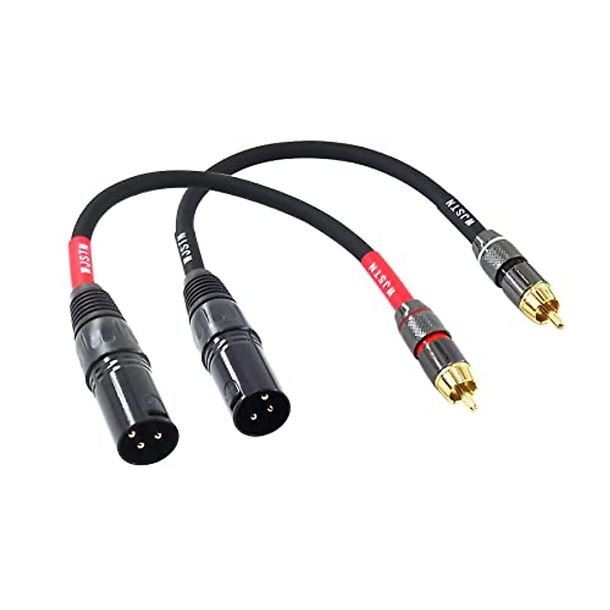 WJSTN XLR Male to RCA Male Interconnect Audio Adapter Cable, RCA Male to XLR Male Speaker Cable 6in 2Pack