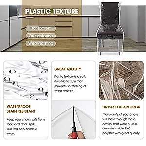 Buzzlett 4 Packs Waterproof Plastic Clear PVC All Dining Chair Slipcover Protector,Heavy Duty Cover Keep Your Dinning Chair Away from dust and Claws