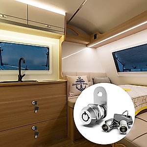 3 Pack Cabinet Locks with Keys, 5/8" Cam Locks Keyed Alike, RV Storage Lock for RV Compartment Door Mailbox Toolbox Locks Replacement Set, Chrome
