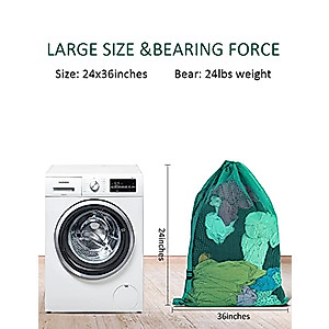 Daly Kate 3 Pack Mesh Laundry Bags with Adjustable Single Shoulder Straps 24" x 36" Sturdy Nylon Material Laundry Liners with Drawstring Closure for College, Dorm and Apartment