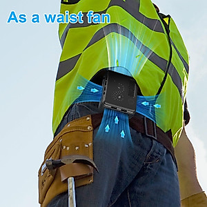 Waist Fan, 3 Speeds Body Fan with 13H Working Time, Rechargeable Under Shirt Fan, 5000RPM Strong Airflow, Wearable Belt Fan Clip on Waist Portable Cooling Fan for Jobsite Farm Gardening Outdoors