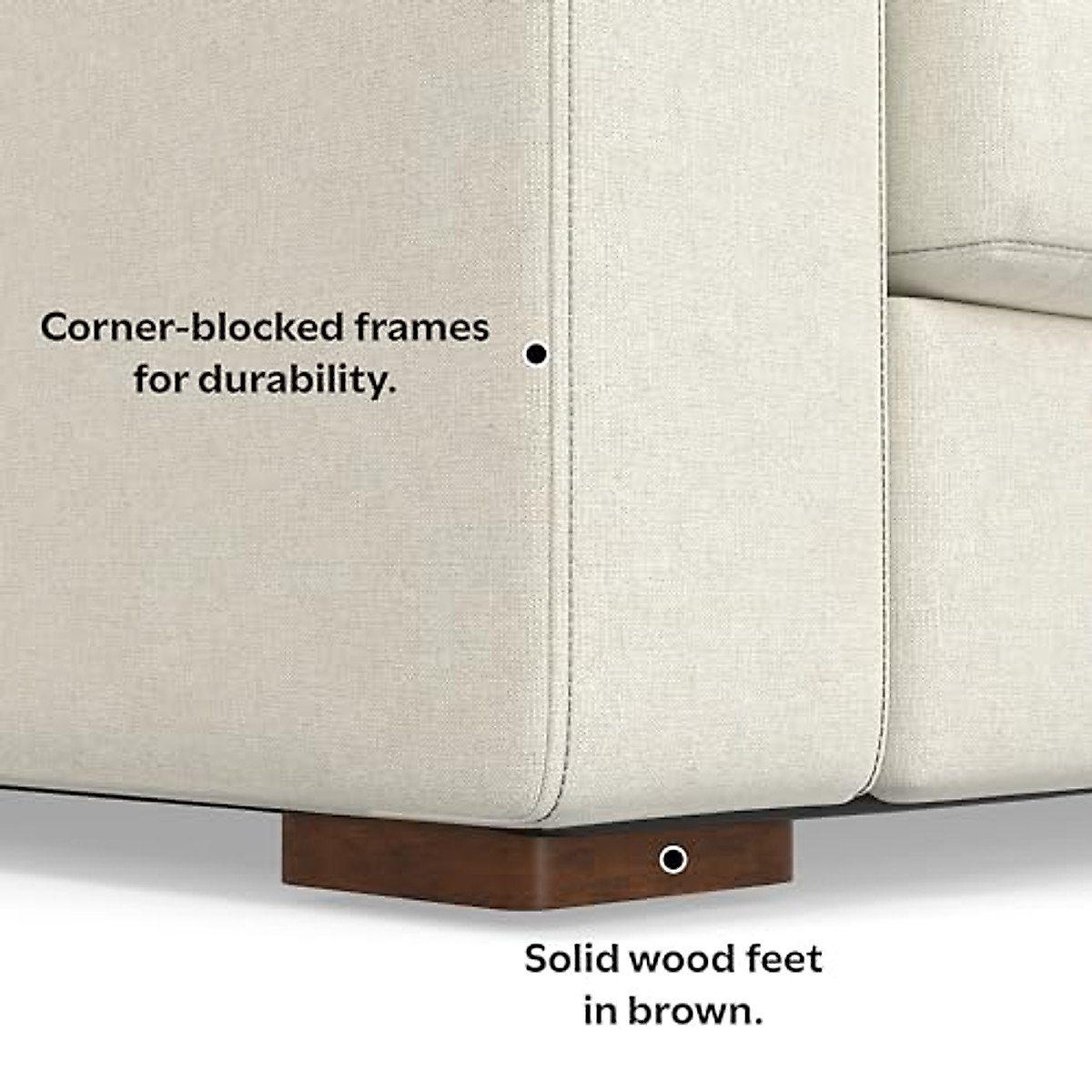 SIMPLIHOME Charlie Left-Facing Sectional Sofa in 100% Recycled Polyester Tightly Woven Performance Fabric, Cream, 122-inches Wide, Handcrafted Contemporary Style L-Shaped Couch with Chaise