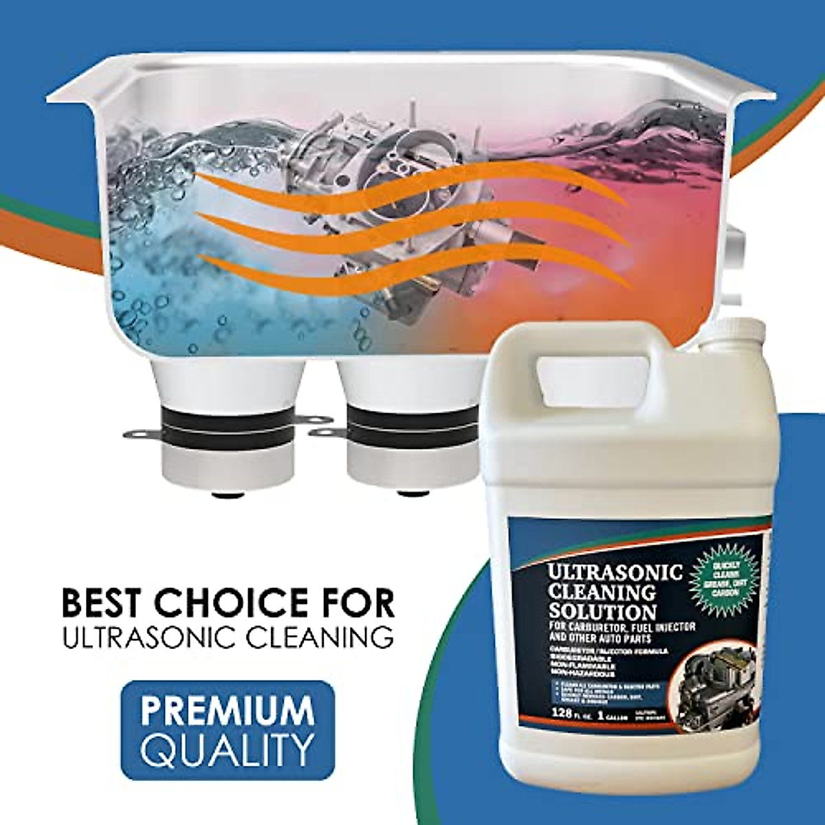 NORTHWEST ENTERPRISES Ultrasonic Cleaner Solution for Carburetors and Engine Parts, Ultrasonic Cleaning Solution and Washing Compound for Ultrasonic and Immersion Washers - Concentrated (1 Gallon)