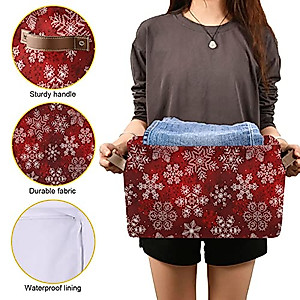 Storage Basket Cute Snowflakes Red Storage Basket for Shelves Storage Cubes Storage Bins for Organizing Closet Shelf, Collapsible Fabric Nursery Storage Bin