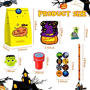 OCHIDO Halloween Party Favors for Kids-168pcs Stationery Gift Kit,Halloween Goodie Bags Fillers Bulk,Trick Or Treat , Halloween Bag,Pencil, Eraser, Notepad, Stamper, Sticker and Temporary Tattoos