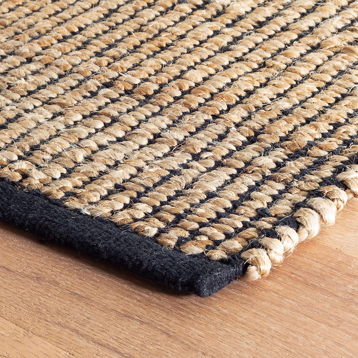 Dash and Albert Gridwork Jute Area Rug - 2' x 3' Black Solid Handwoven Accent Rug - Durable, Eco-Friendly, High Traffic Areas Hallway, Bedroom, Stairs