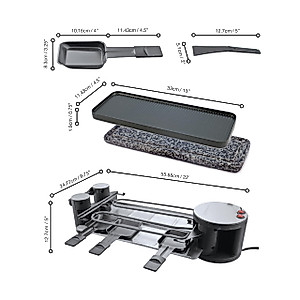 Swissmar KF-77073 Swivel 8-Person Raclette Party Grill with Granite Stone and Cast Aluminum Non Stick Grill Plate, Black