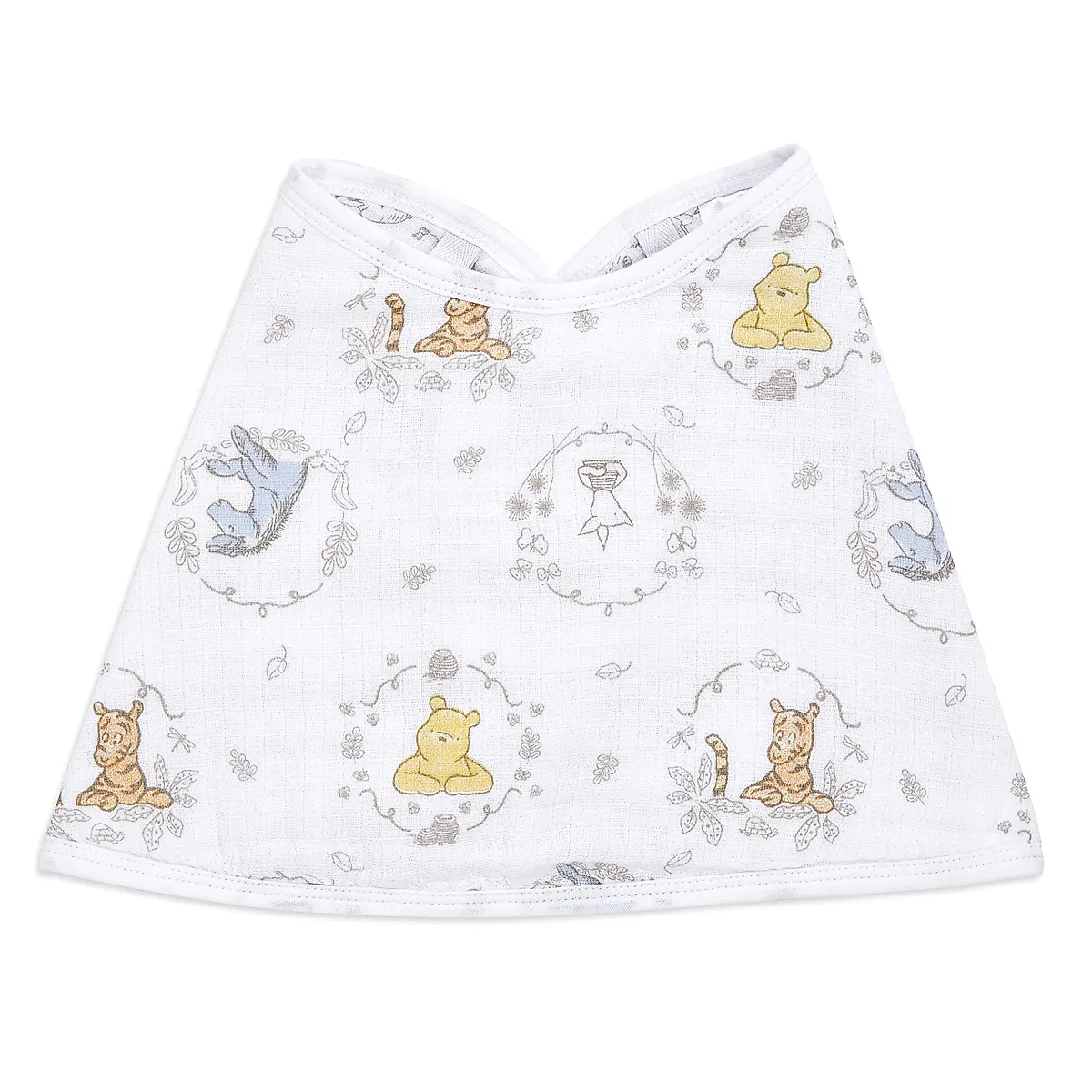 aden + anais Disney Burpy Baby Bib, 100% Cotton Muslin, Soft Absorbent 4 Layers, Multi-Use Burp Cloth and Bib, 22.5” X 11”, Single, Winnie the Pooh and Friends