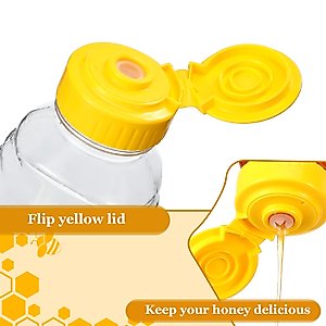 Hoolerry 48 Pack 8 oz Clear Plastic Honey Bottles Refillable Squeeze Honey Container Empty Honey Jars Honey Dispenser with Flip Top Lid Plastic Squeeze Bottles for Sauces Syrup Storing and Dispensing