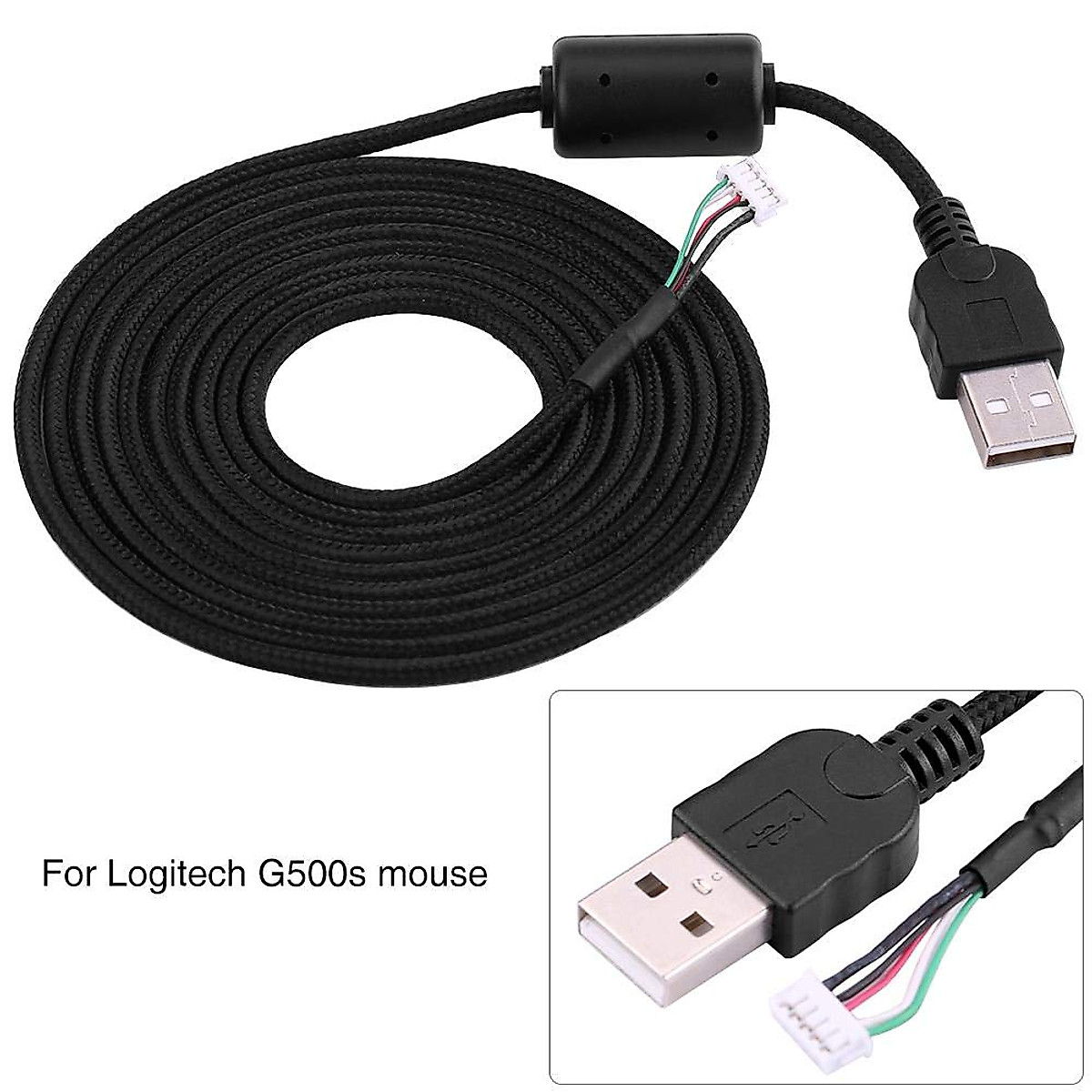 Mouse Cable, Fast Transmission USB Line Wire Cable Replacement Repair Accessories for Logitech G500s Game Mouse,2 Meters Black