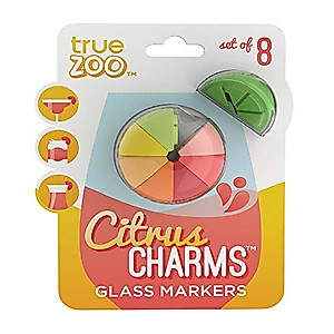 TrueZoo Citrus Wine Glass Charms and Glass Drink Markers - Fruit Wine Accessories - Multi Color Set of 8