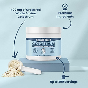Special Breed Bovine Colostrum for Dogs and Cats, Immune Support Supplement for Allergy and Itch Relief, Grass Fed Colostrum Powder (120 Grams)
