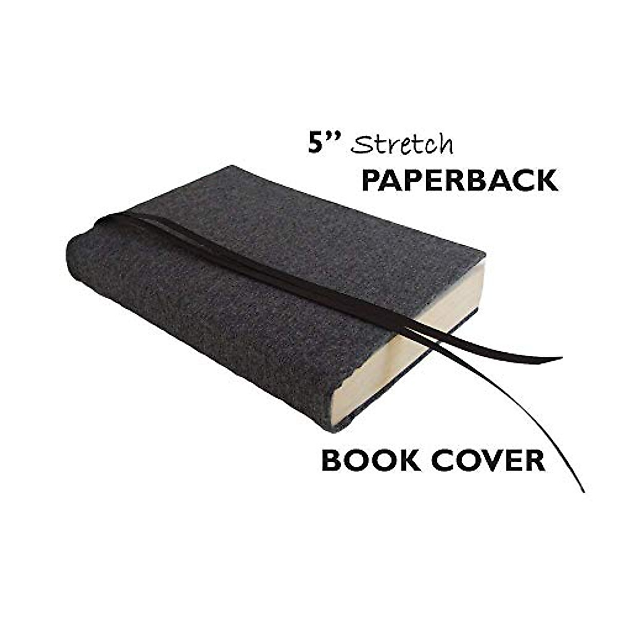 5 Inch Trade Paperback Book Cover Small Size for Adults, 5x7, DARK GREY HEATHER Stretch Fabric Book Cover for Paperback or Hardcover Book Sleeve Small Book Covers