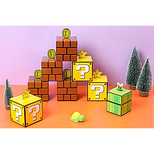 SUYEPER Super Theme Water Pipe Question Brick Treat Boxes Snack Goody Cardboard Bag Birthday Party Favors Decorations Gift Wrap Boxes (12PCS)