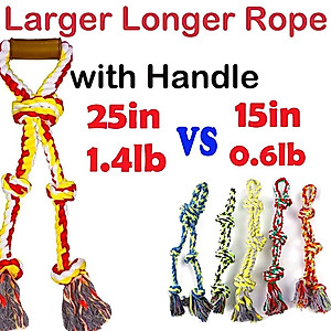 Fejapa 6 Knot Large Christmas Dog Rope Toys for Aggressive Chewer Heavy Duty Rope Durable Tough Chew Rope Tug of War Play Rope with Handle Chewing Tugging Rope Large Breed Pull Rope Big Dog Long