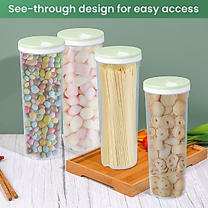 EORTA Plastic Spaghetti Container Noodle Pasta Storage Jar with Locking Lid Clear Dry Food Keeper Canister Cereal Crisper Box, Green