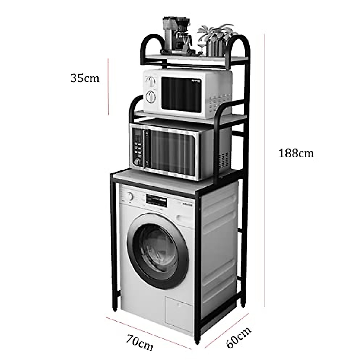 BKGDO Washer Storage Frames Floor Standing Punch Free Suitable for Over Toilet,Steel Tube Washinghine Rack,Floor-to-Ceiling Toilet Rack,Multi-Scene Washinghine Rack Bathroom Storage/White