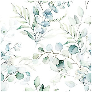 Floralplus Peel and Stick Wallpaper Boho Eucalyptus Leaf Wallpaper Removable Wallpaper Peel and Stick Floral Stick On Wallpaper for Bedroom Home Decor 17.7x118in